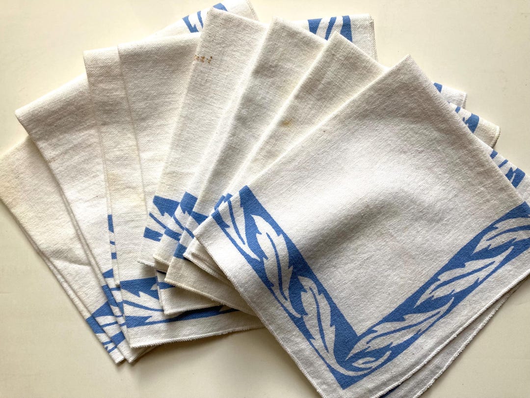 Vintage Blue Border Retro Napkins 1950s Kitschy Kitchen 50s Modern ...