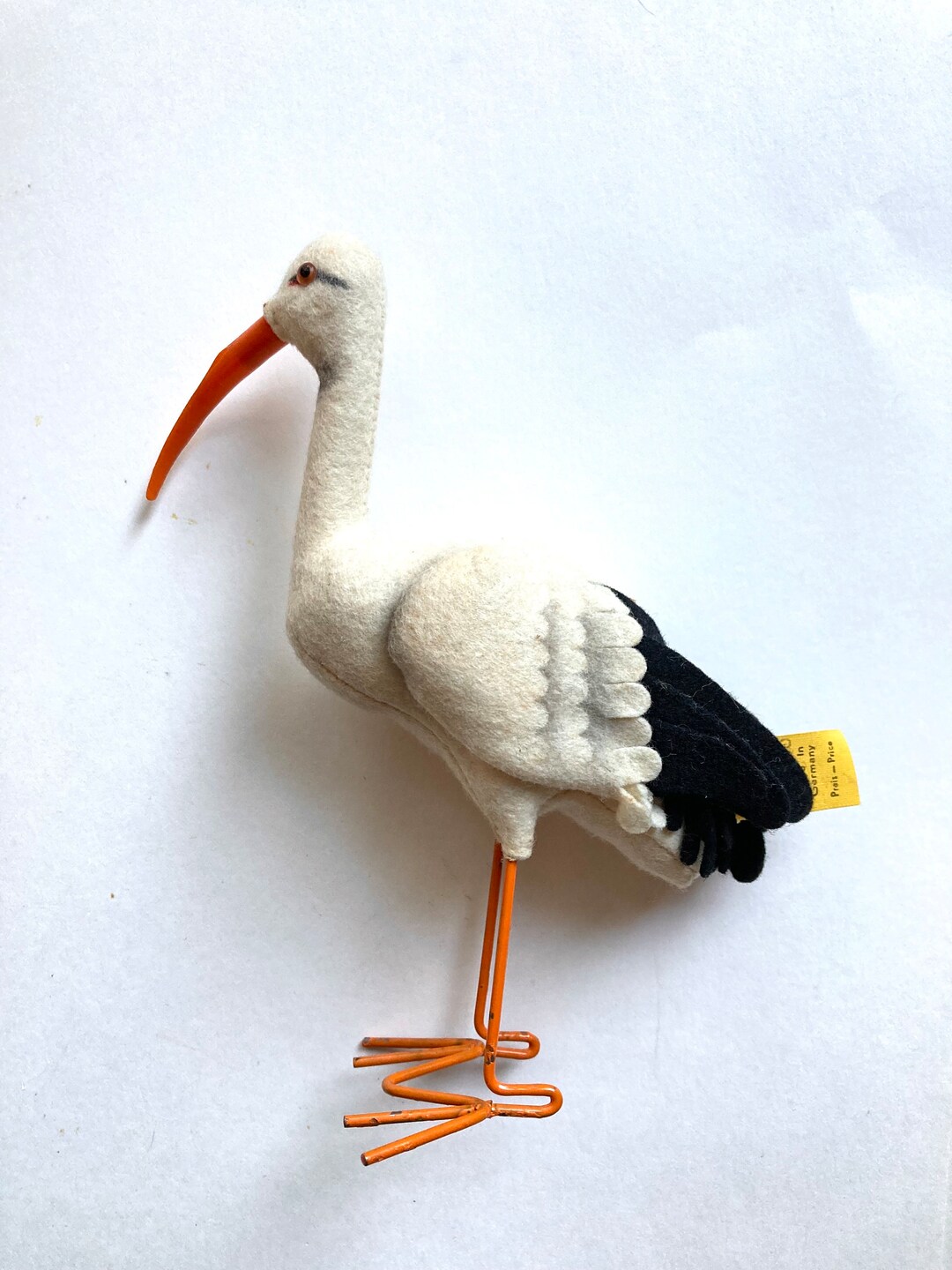 Vintage Steiff Stork 1960s Steiff Wool Felt 1017,00 Plastic Beak Metal ...