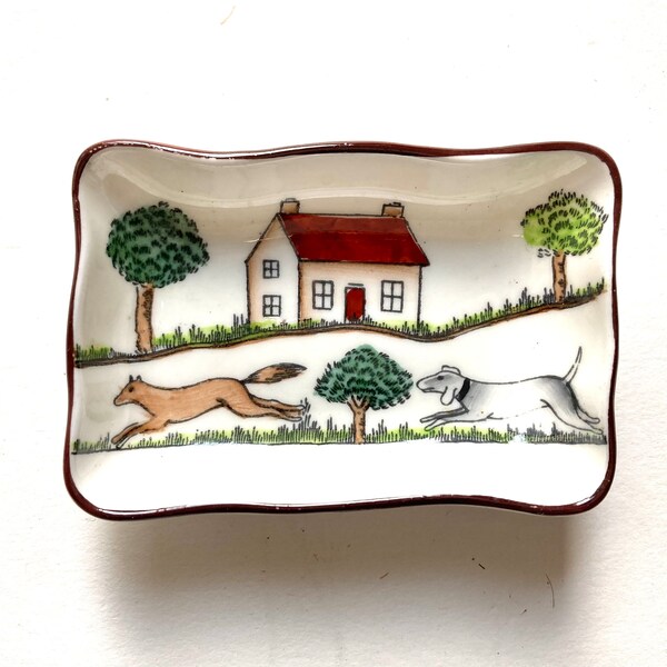 Crown Staffordshire Fox Hunt Trinket - Etsy