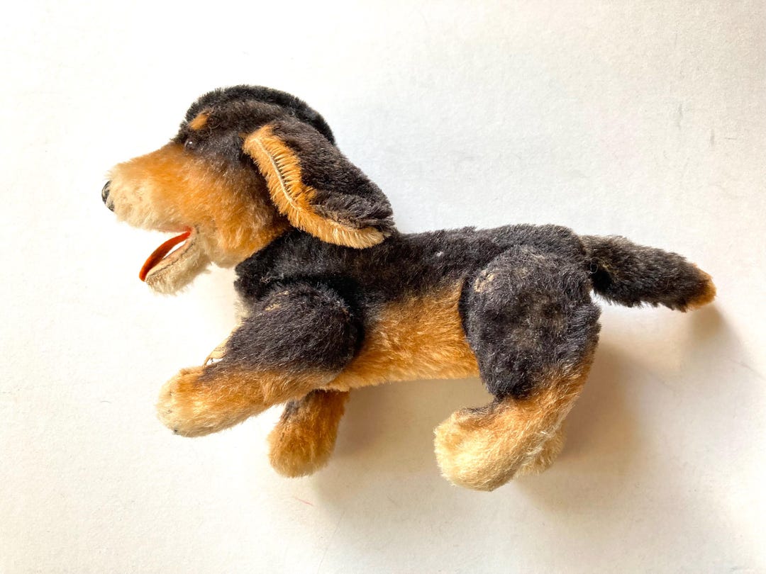 Vintage Steiff Dog Black Jointed Beppo 60s Retro Mid Century Plush ...