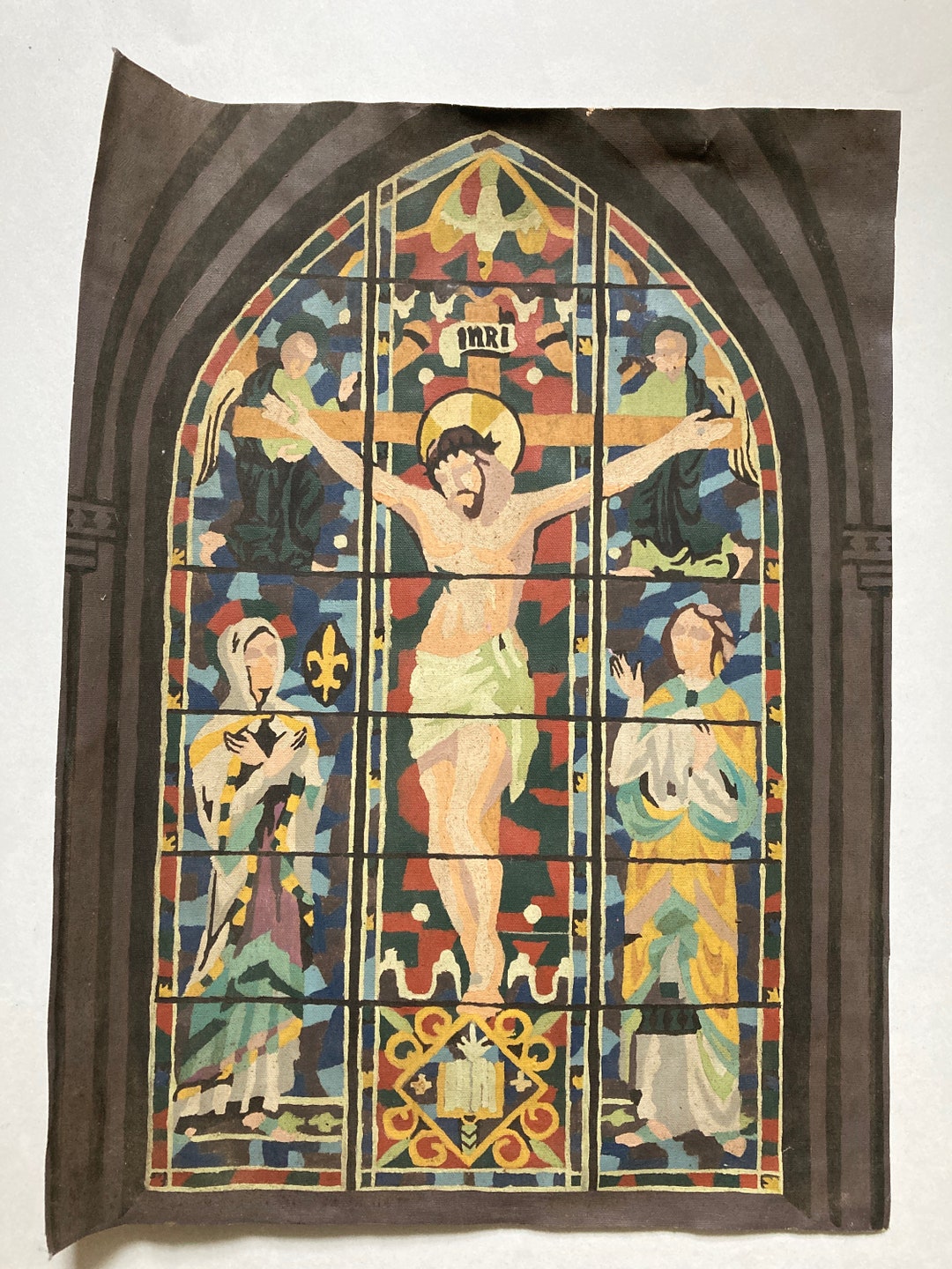 Paint by Number Jesus Crucifix Angels Mary Painting Stained Glass Look ...