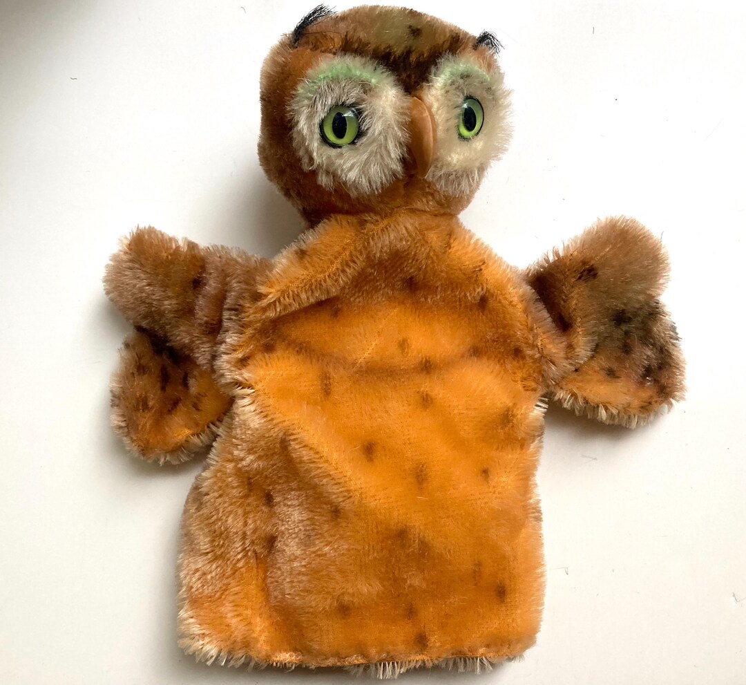 Vintage Steiff Wittie Owl Hand Puppet 1970s Retro Plush Silver Tag ID ...