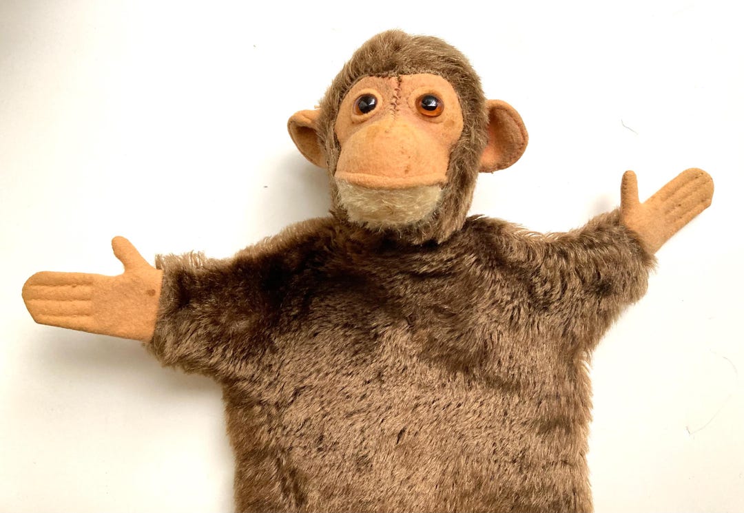 Vintage Steiff Monkey Jocko Monkey Puppet Loved No Ids Glass Eyes 1950s ...