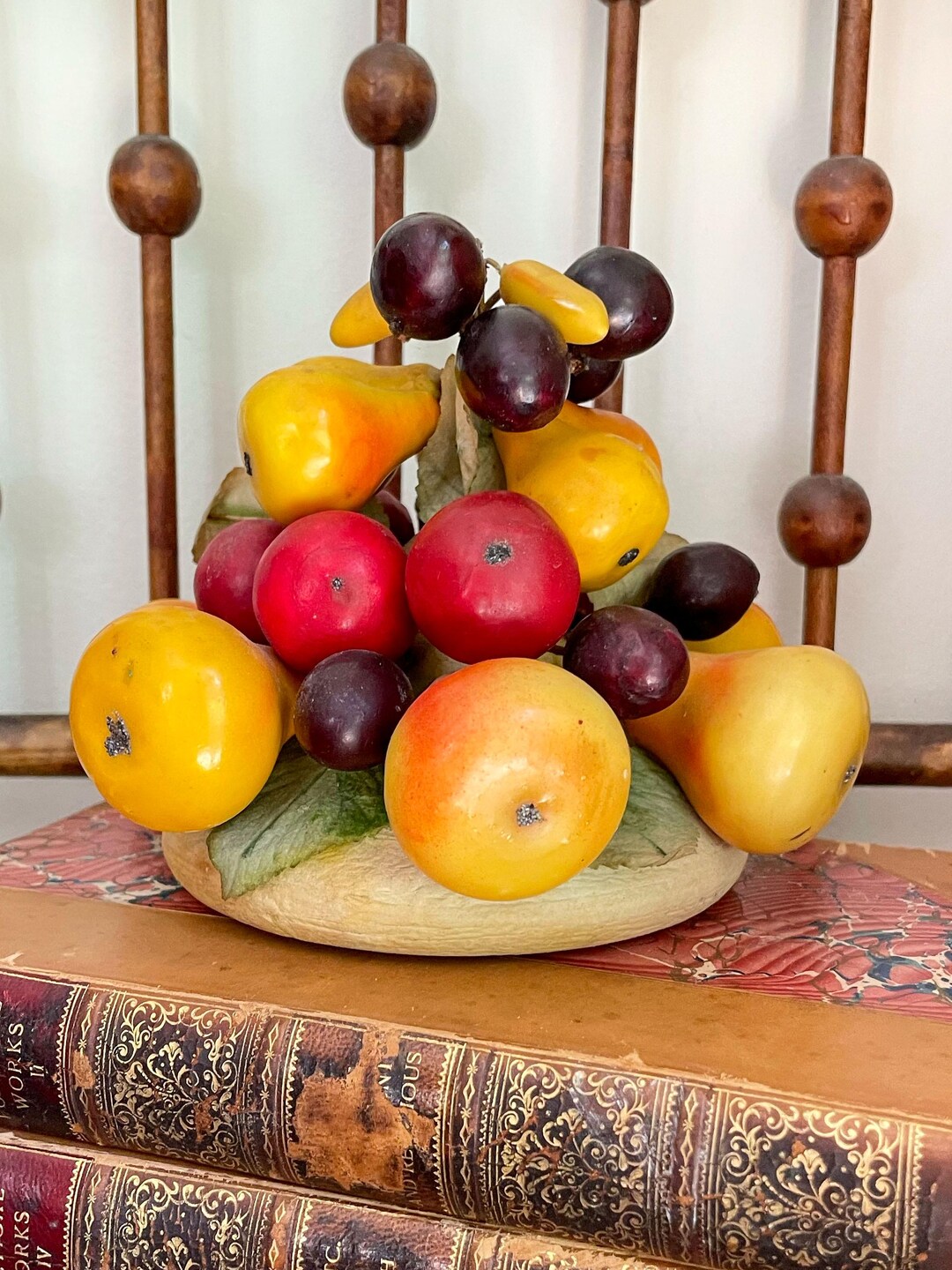 Vintage Fruit Topiary MCM Centerpiece Retro Artificial Fruit Midcentury ...