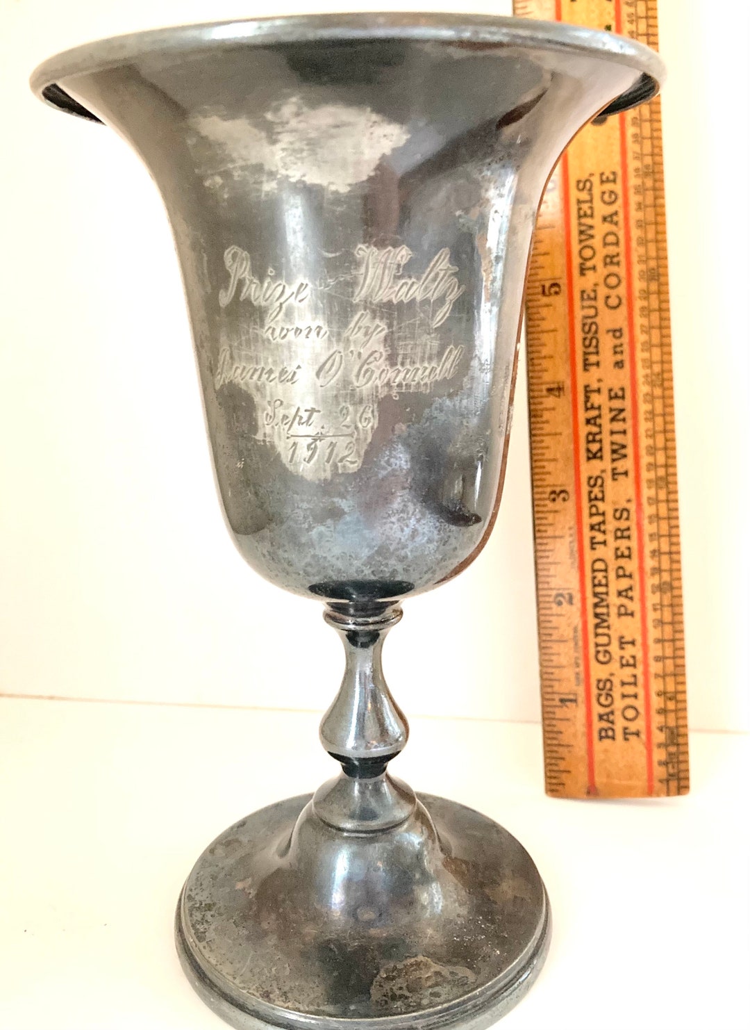 Antique Trophy Silver Plate Prize Waltz 1912 Engraved Silverplate ...