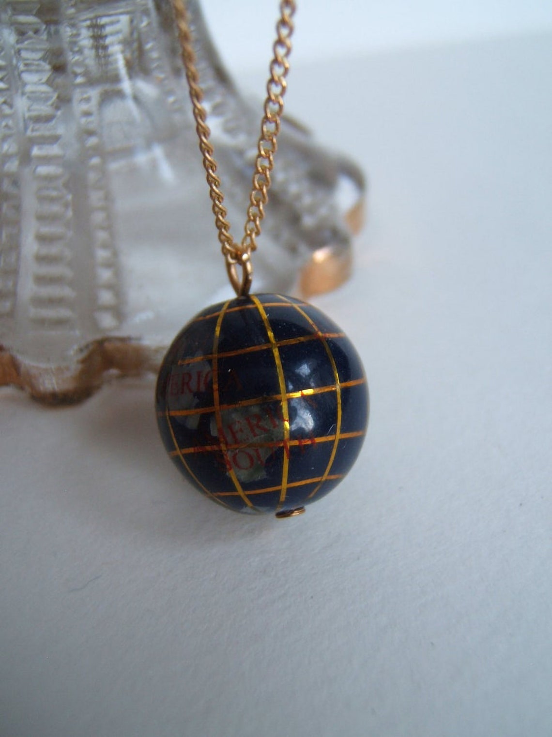 Globe World Necklace Vintage Pendant Charm Gold Travel Lover Minimal ...