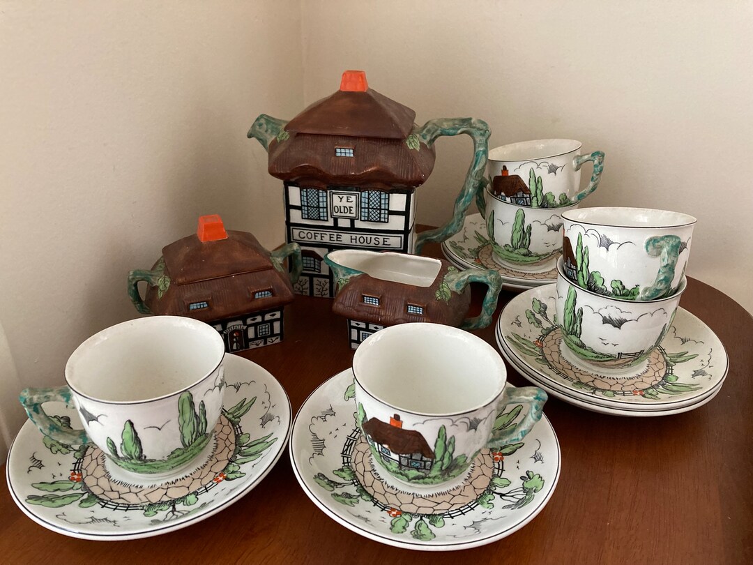 Vintage English Coffee Set or Tea Set Teapot Sugar Creamer 6 Cups ...