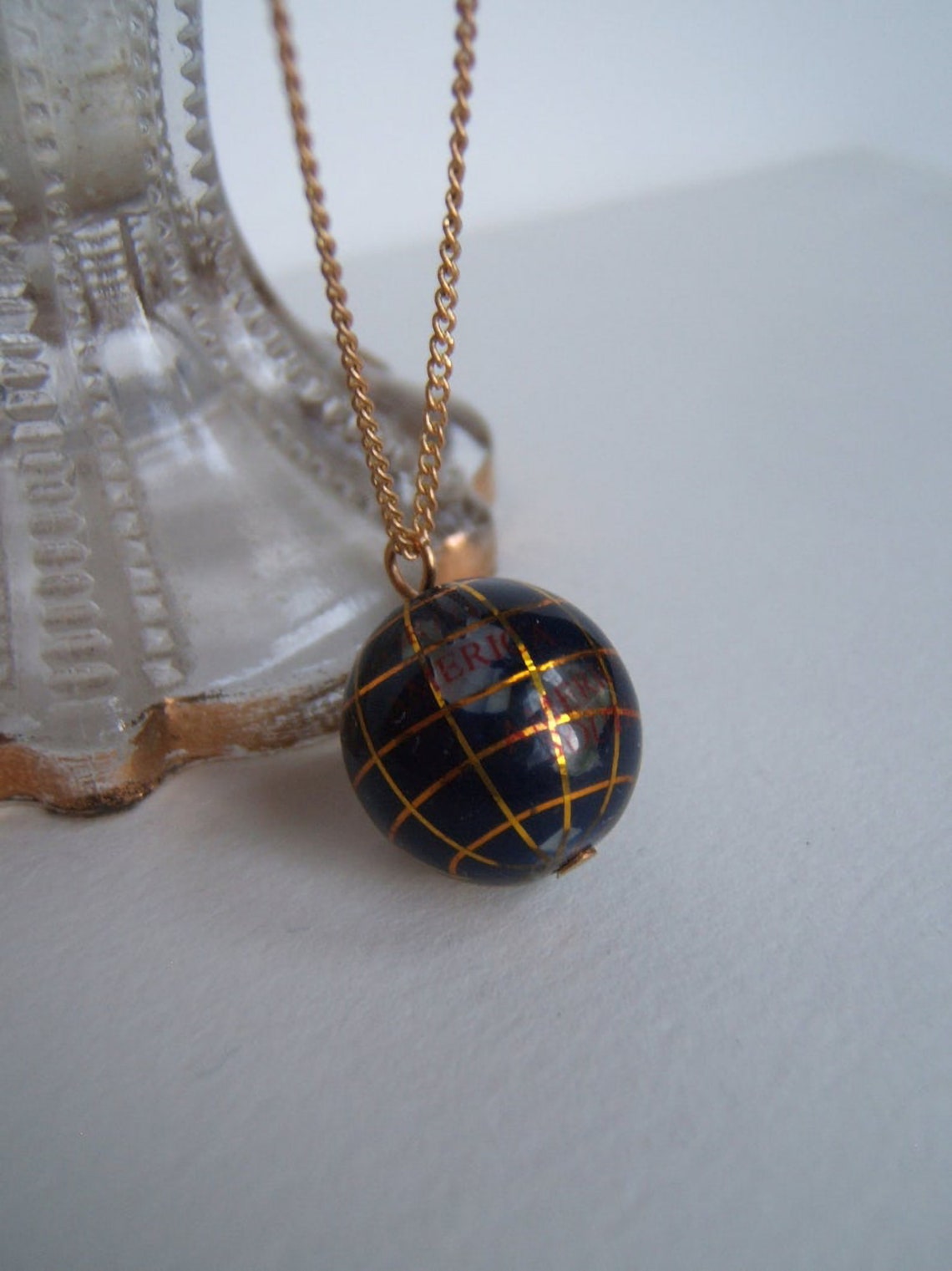 Globe World Necklace Vintage Pendant Charm Gold Travel Lover Minimal ...