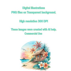 Tropical Beach Clipart: Watercolor Island Vibes PNG Bundle (digital ...