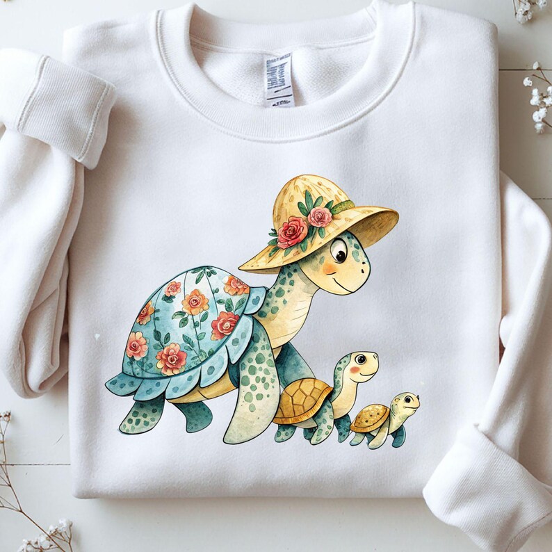 Summer Turtle Family Clipart Bundle Cute Ocean Animal Pngs for Kids ...