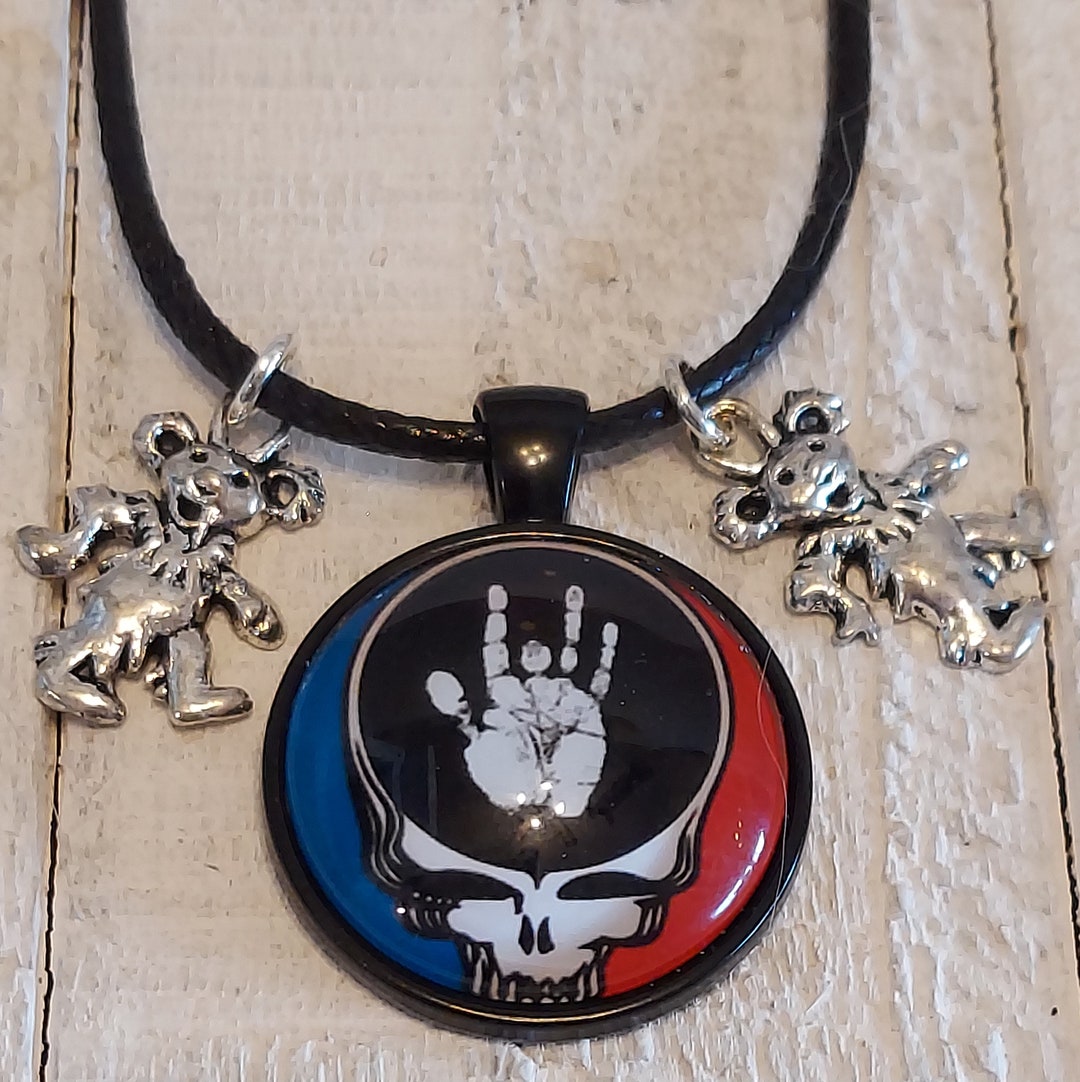 The Grateful Dead JERRY HAND PRINT Resin Charm Necklace With Dancing ...