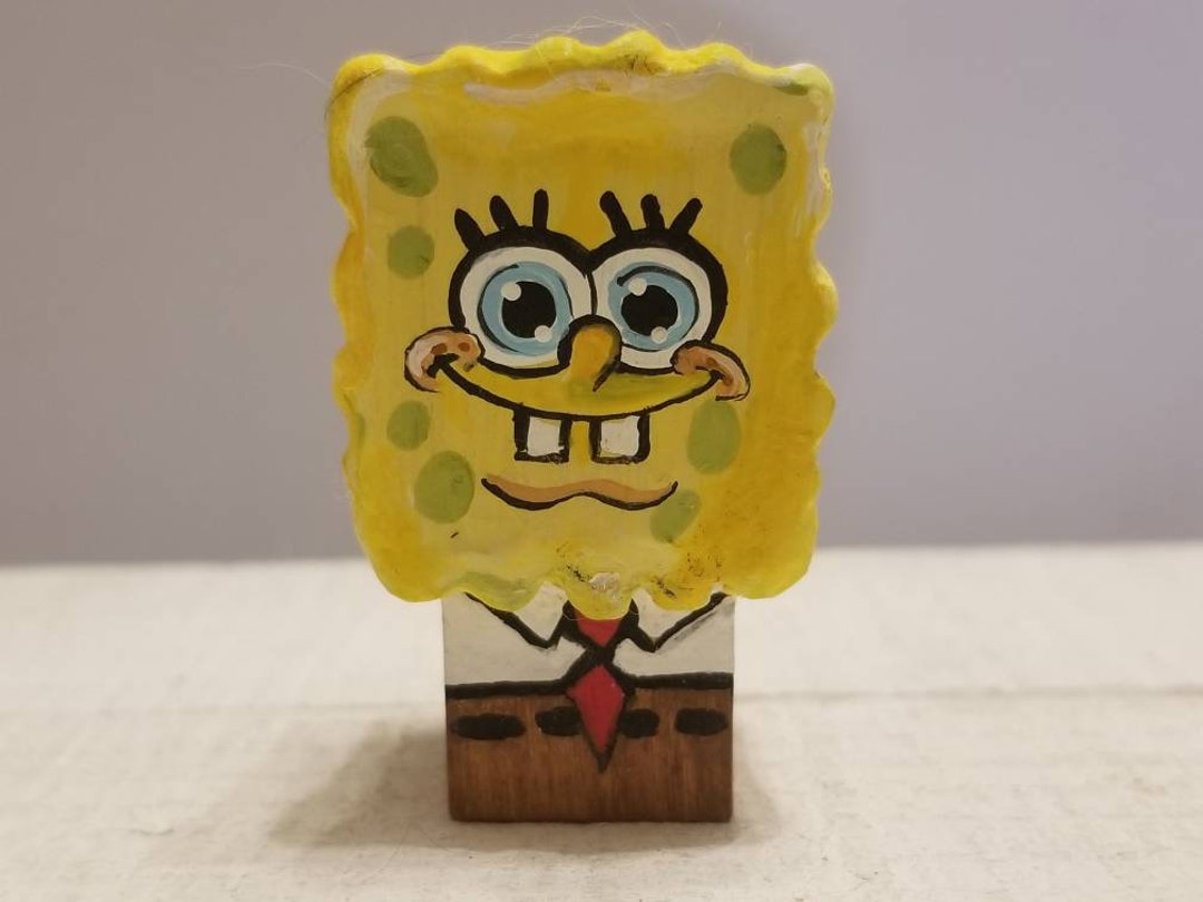The Sponge Bob Hand Painted/ Sculpted Eternally Happy Sponge Peg Doll ...