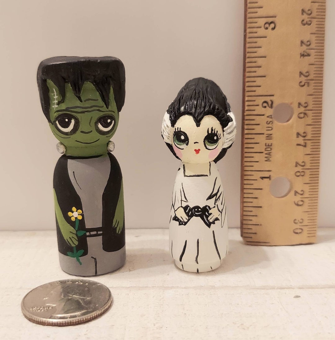The Frankenstein's Monster and Bride Peg Doll Scary Cute Set. - Etsy