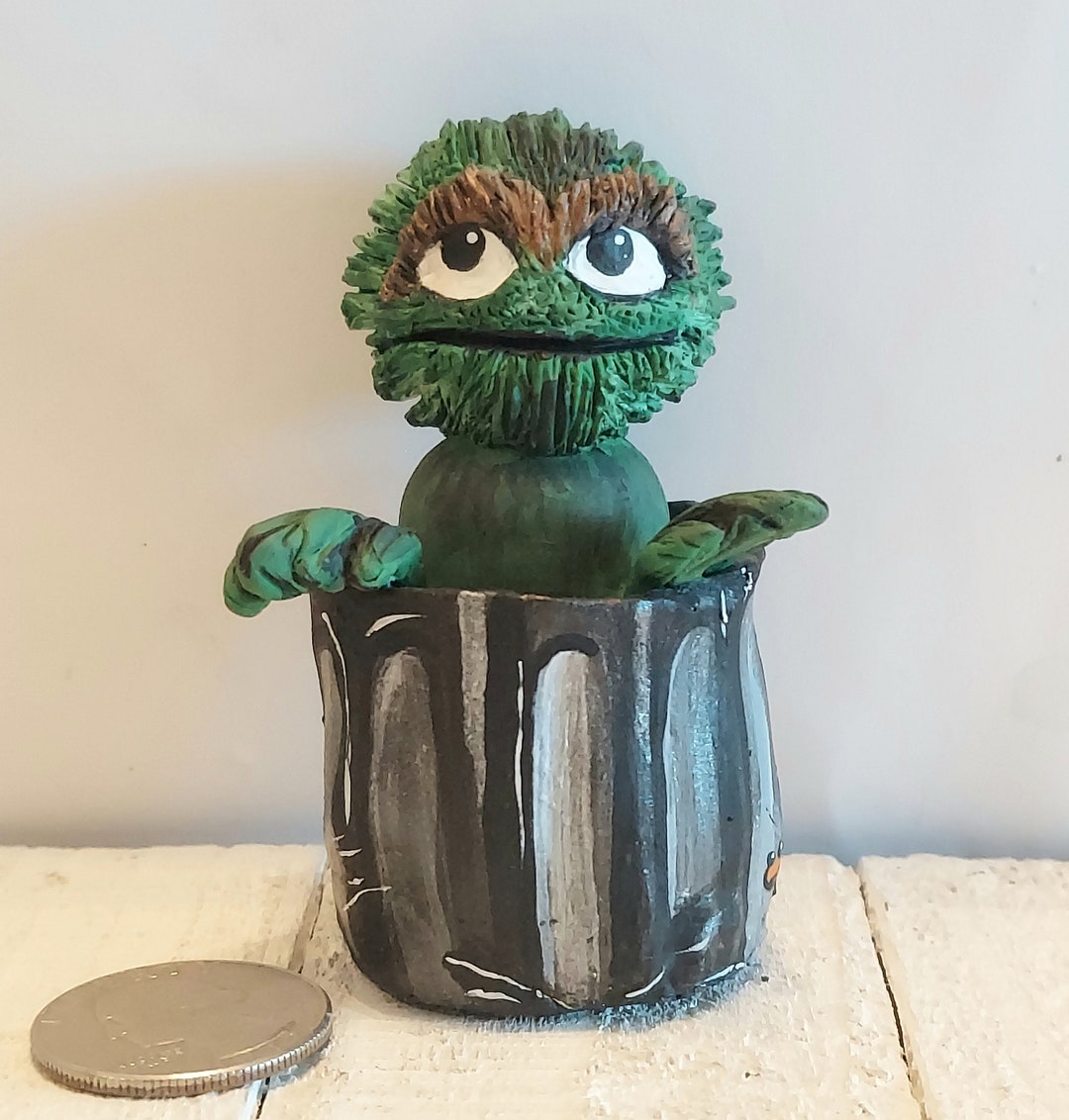 Oscar the Grouch Peg Doll With His Friend Slimey - Etsy