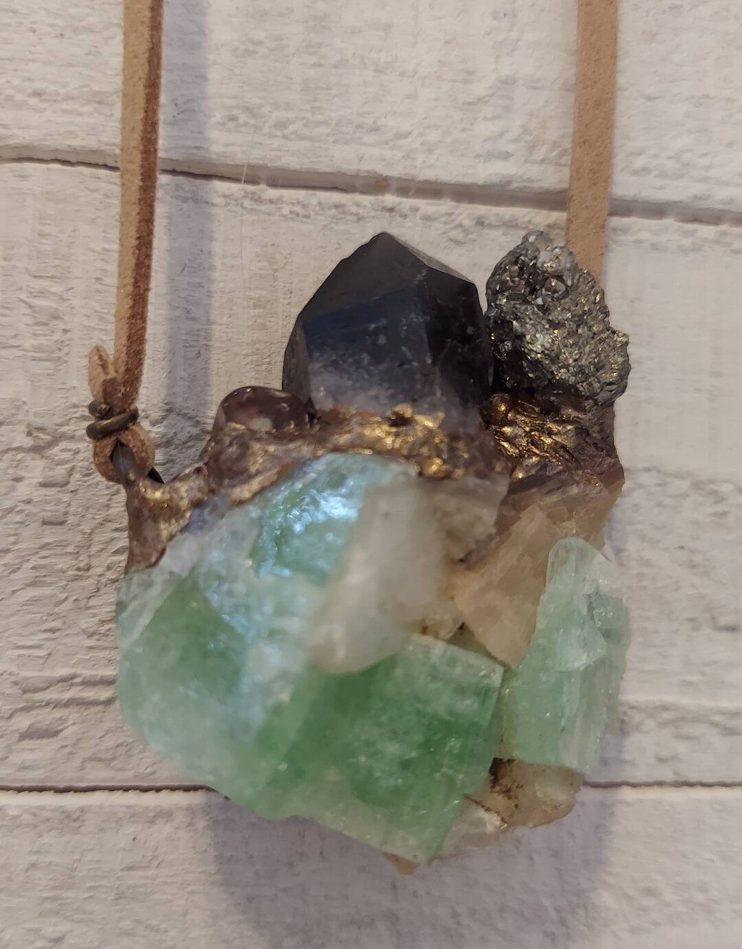 The Green Apophyllite With Stilbite Gemmy Necklace With Faceted Pyrite ...