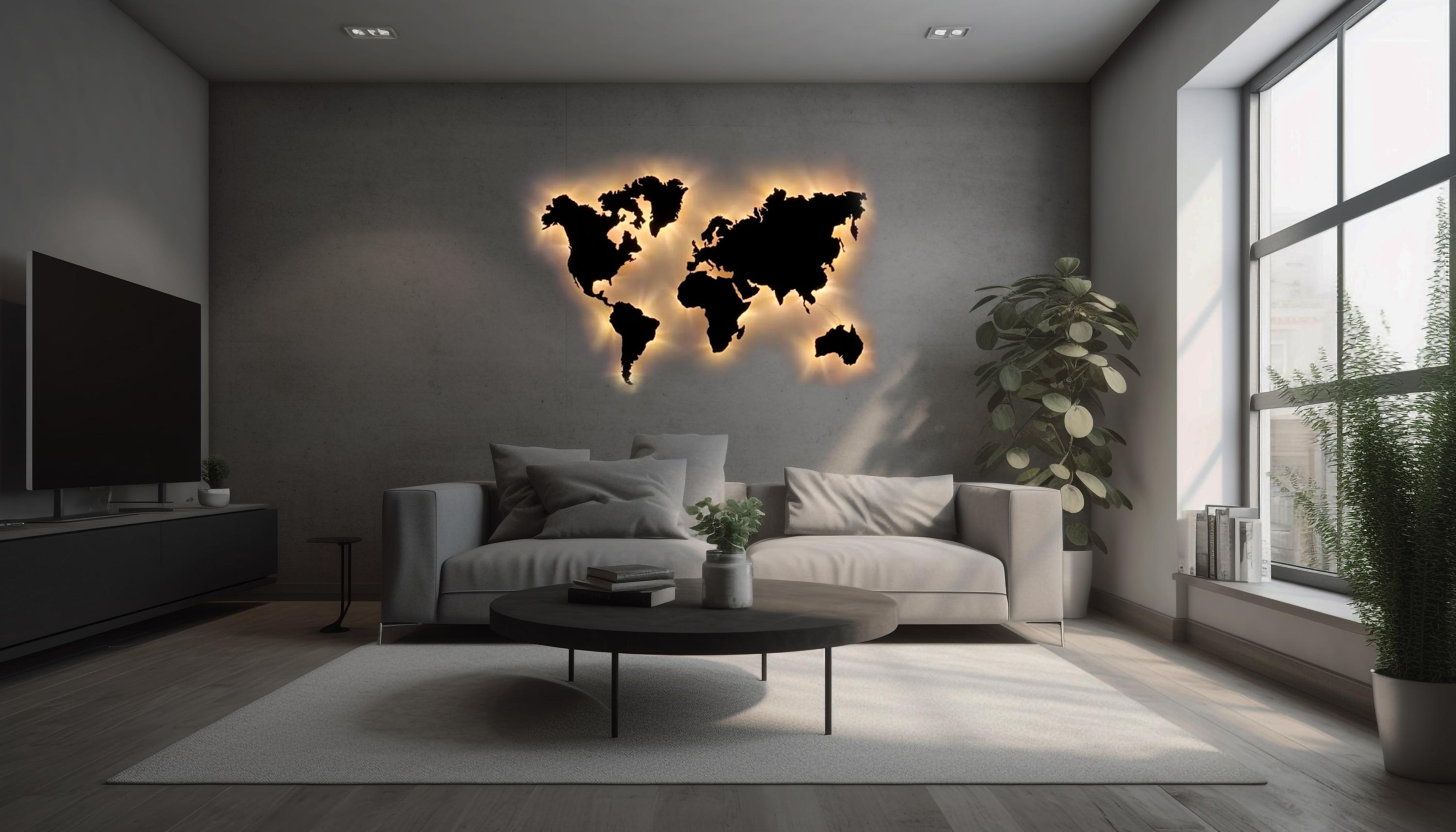 LED WORLD MAP - World Map Decoration - Map Led - World Map Wall Deco ...