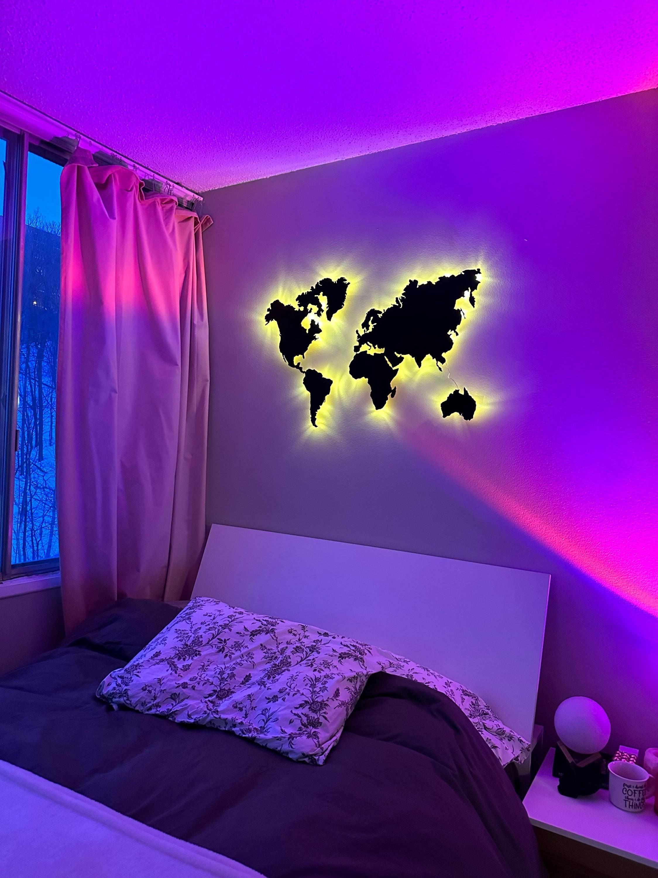 LED WORLD MAP - World Map Decoration - Map Led - World Map Wall Deco ...