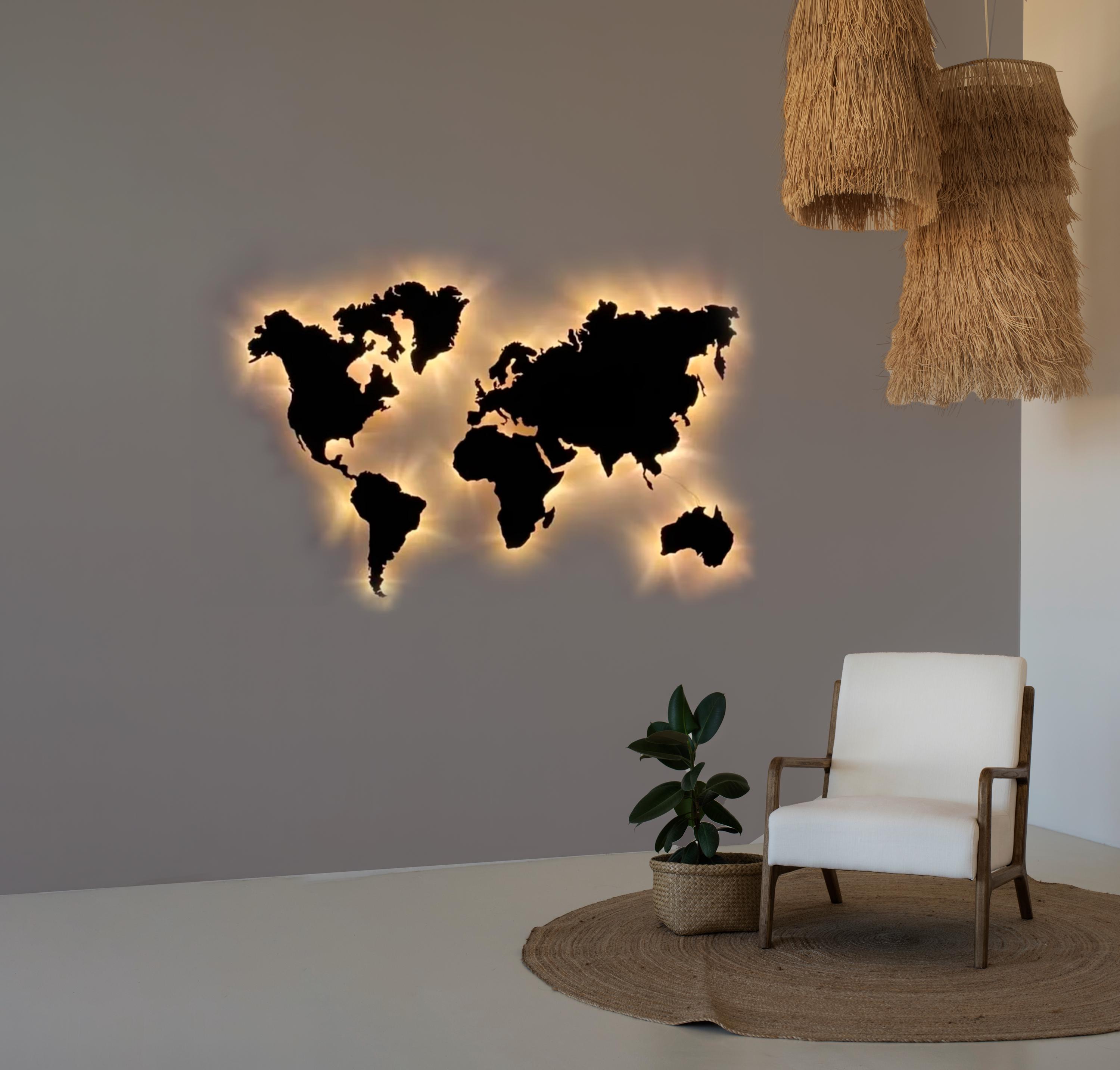 LED WORLD MAP - World Map Decoration - Map Led - World Map Wall Deco ...