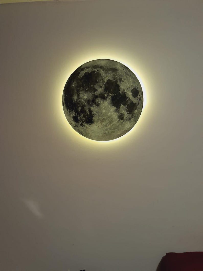LED MOON Wall Light | Moon Night Light on MDF for Home Decor|soft Glow ...