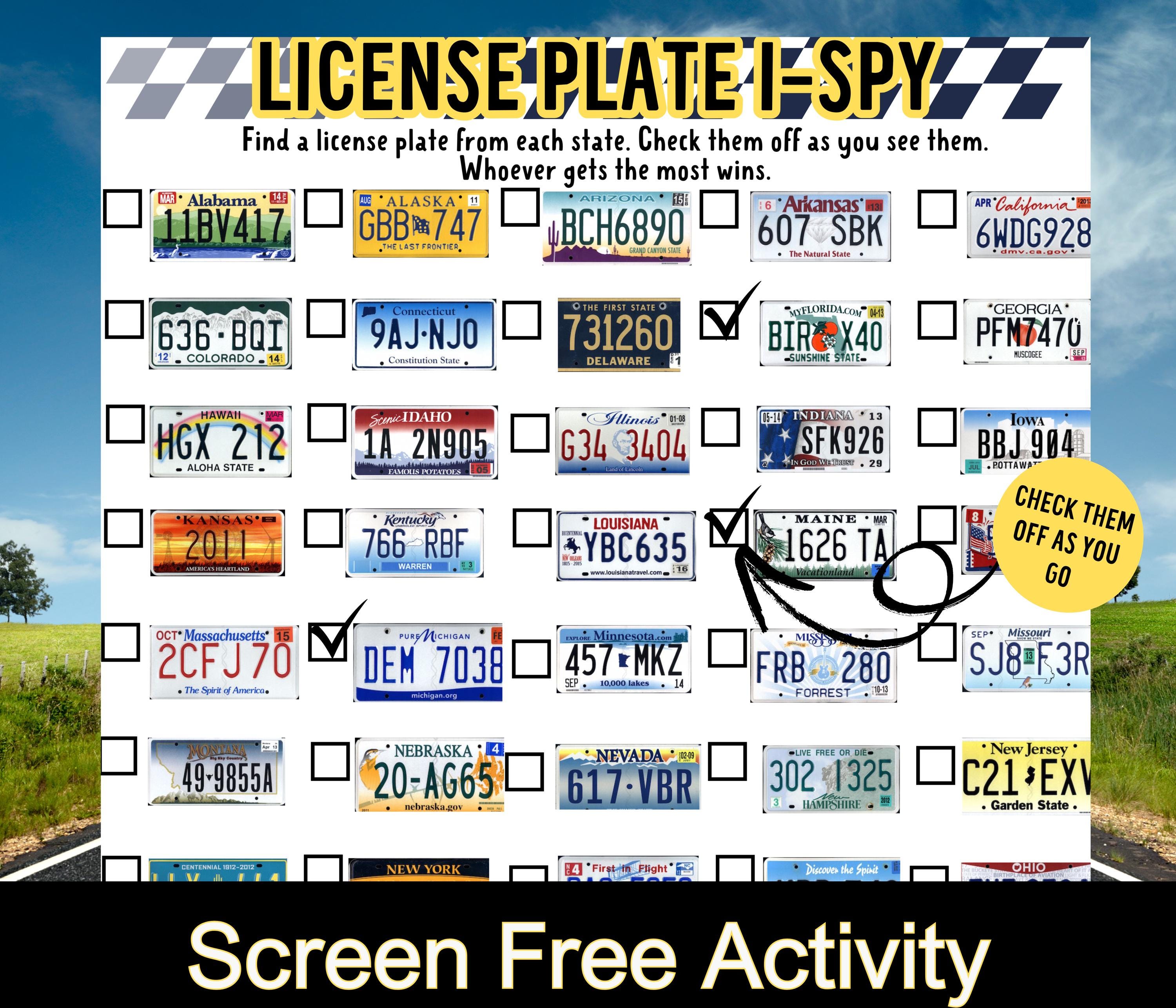 License Plate I Spy Game for Kids | Travel Games | Road Trip Games ...