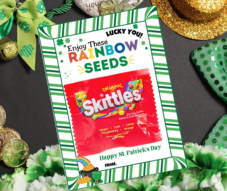 Skittles RAINBOW SEEDS Printable Candy Holders | DIY St. Patrick's Day ...