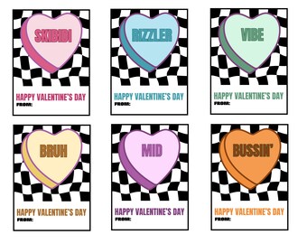 Teen Slang Candy Hearts, Funny Kids Valentine Printable, Class ...