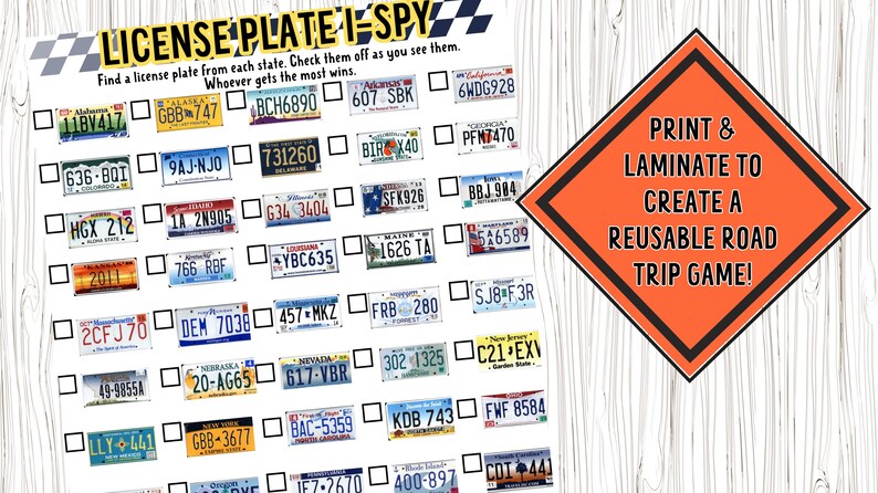 License Plate I Spy Game for Kids | Travel Games | Road Trip Games ...