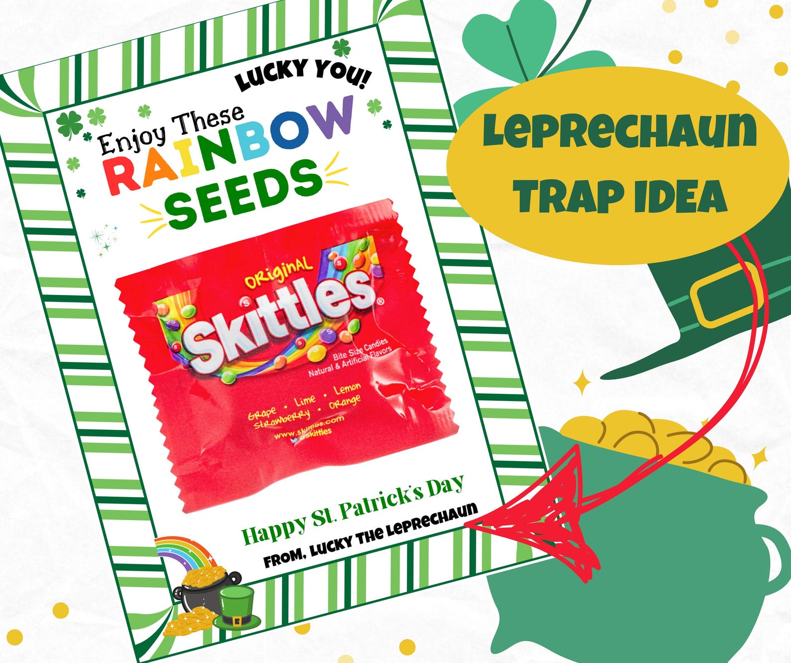 Skittles RAINBOW SEEDS Printable Candy Holders | DIY St. Patrick's Day ...