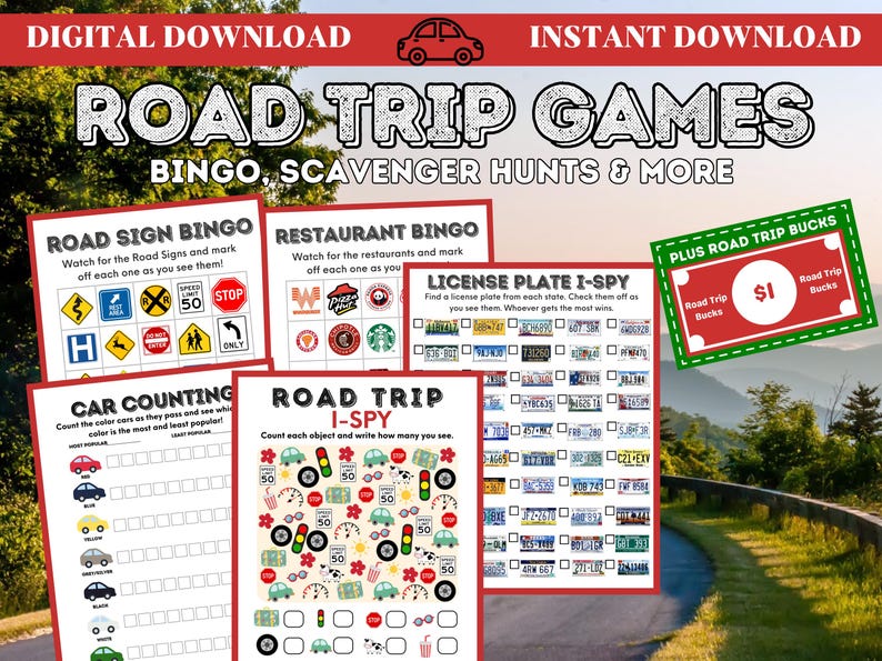Car Bingo, Kids Road Trip Games, Road Trip Bingo, Car Games, Travel ...