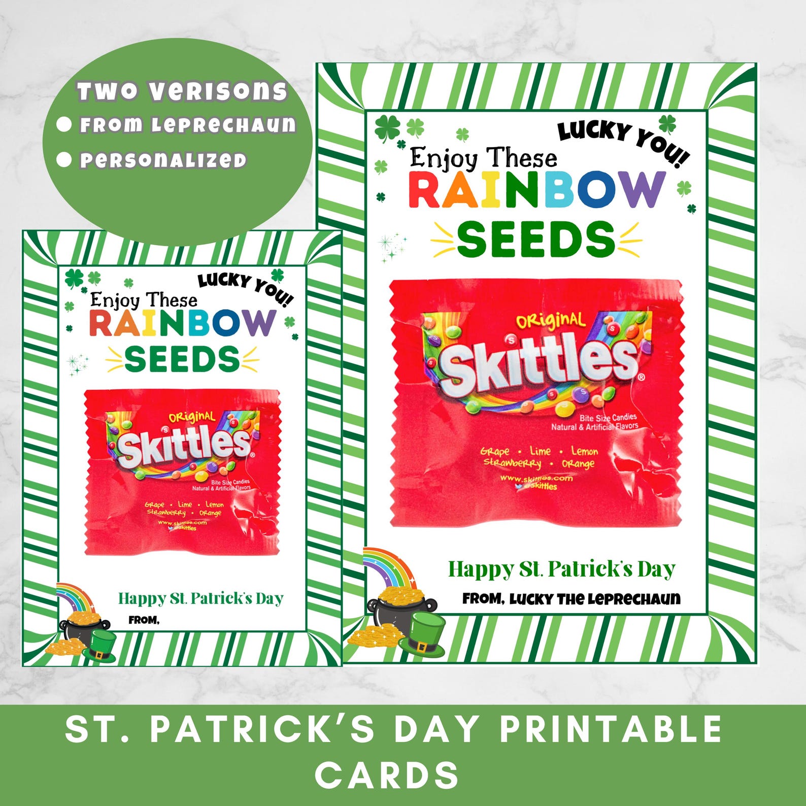 Skittles RAINBOW SEEDS Printable Candy Holders | DIY St. Patrick's Day ...
