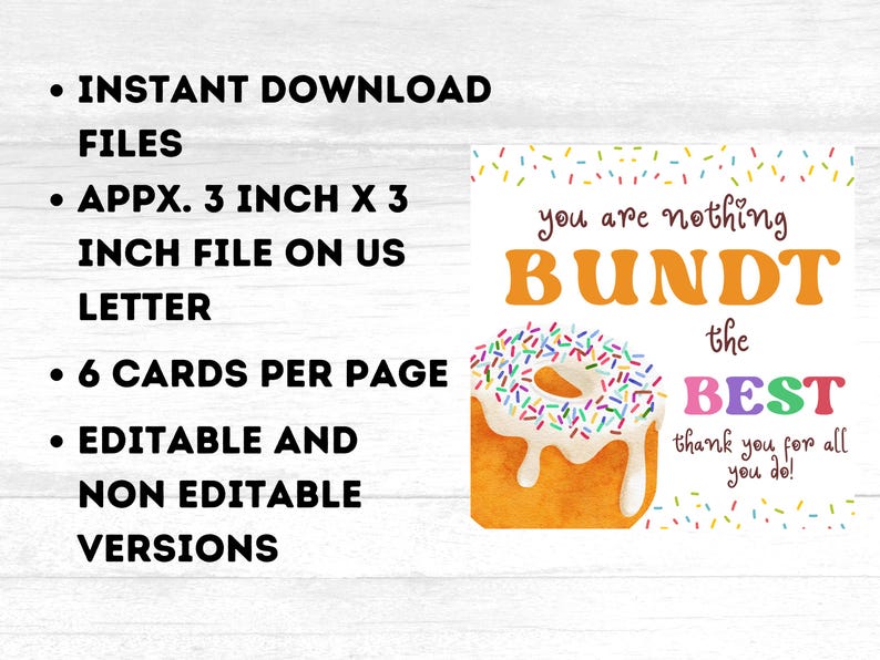 Bundt Cake Tag, Printable Gift Tag, Nothing Bundt Cake, Teacher ...