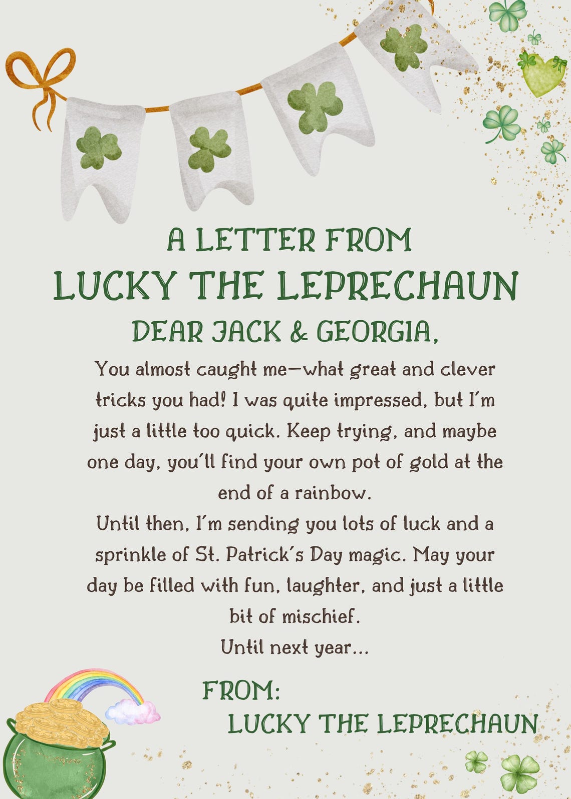 Editable Leprechaun Letter, Letter From Leprechaun, Leprechaun Trap Kit ...