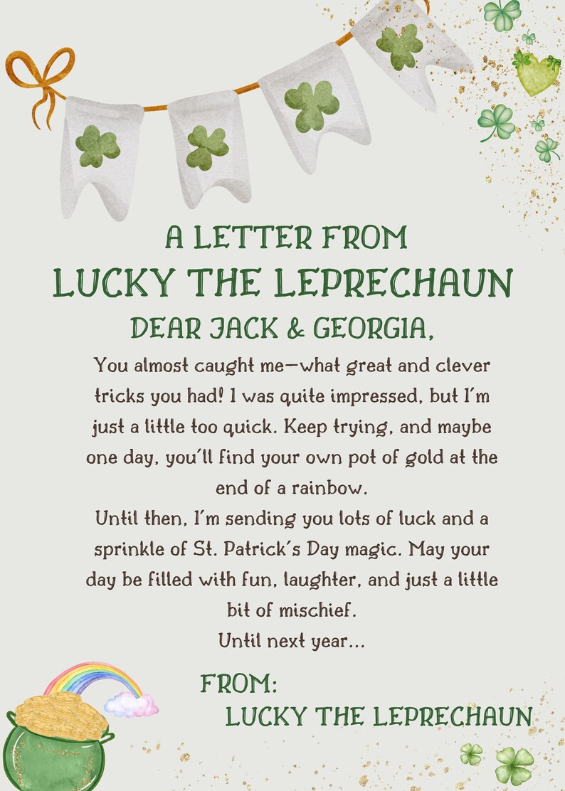 Editable Leprechaun Letter, Letter From Leprechaun, Leprechaun Trap Kit ...