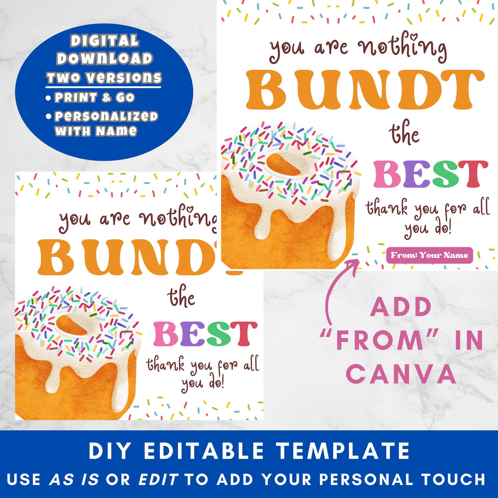 Bundt Cake Tag, Printable Gift Tag, Nothing Bundt Cake, Teacher ...