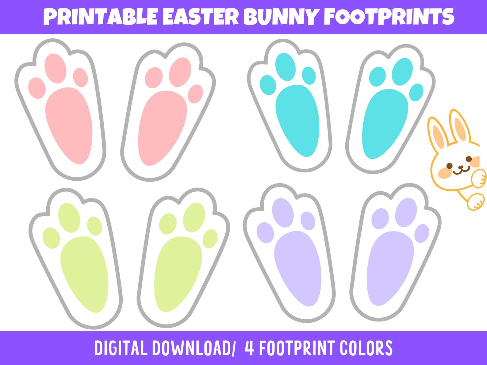 Easter Bunny Footprint Template, Easter Bunny Printables, Easter Bunny ...