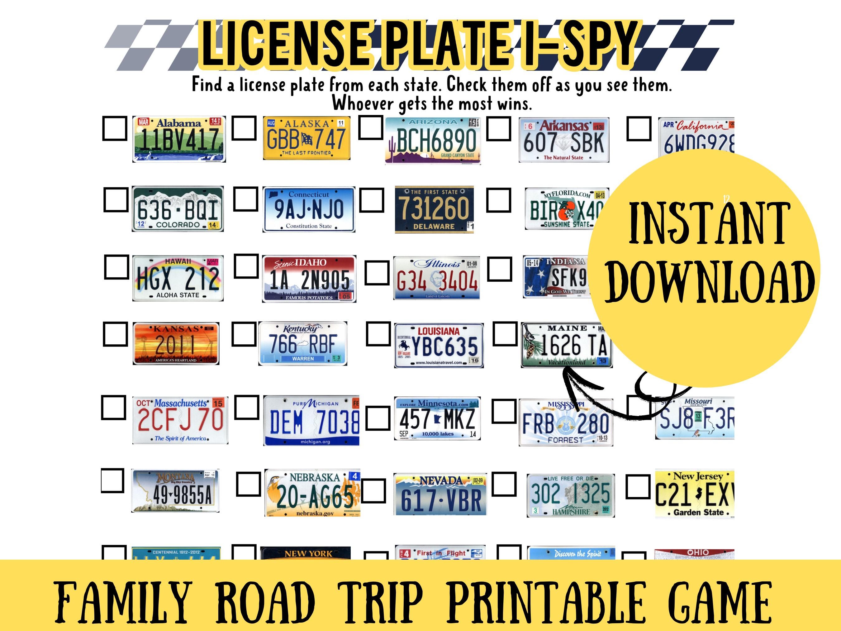 License Plate I Spy Game for Kids | Travel Games | Road Trip Games ...