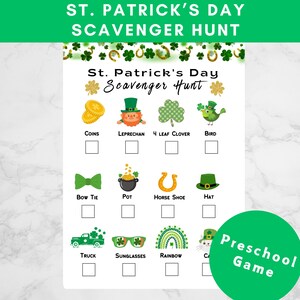 St. Patrick's Day Preschool Scavenger Hunt, Toddler Scavenger Hunt. St ...