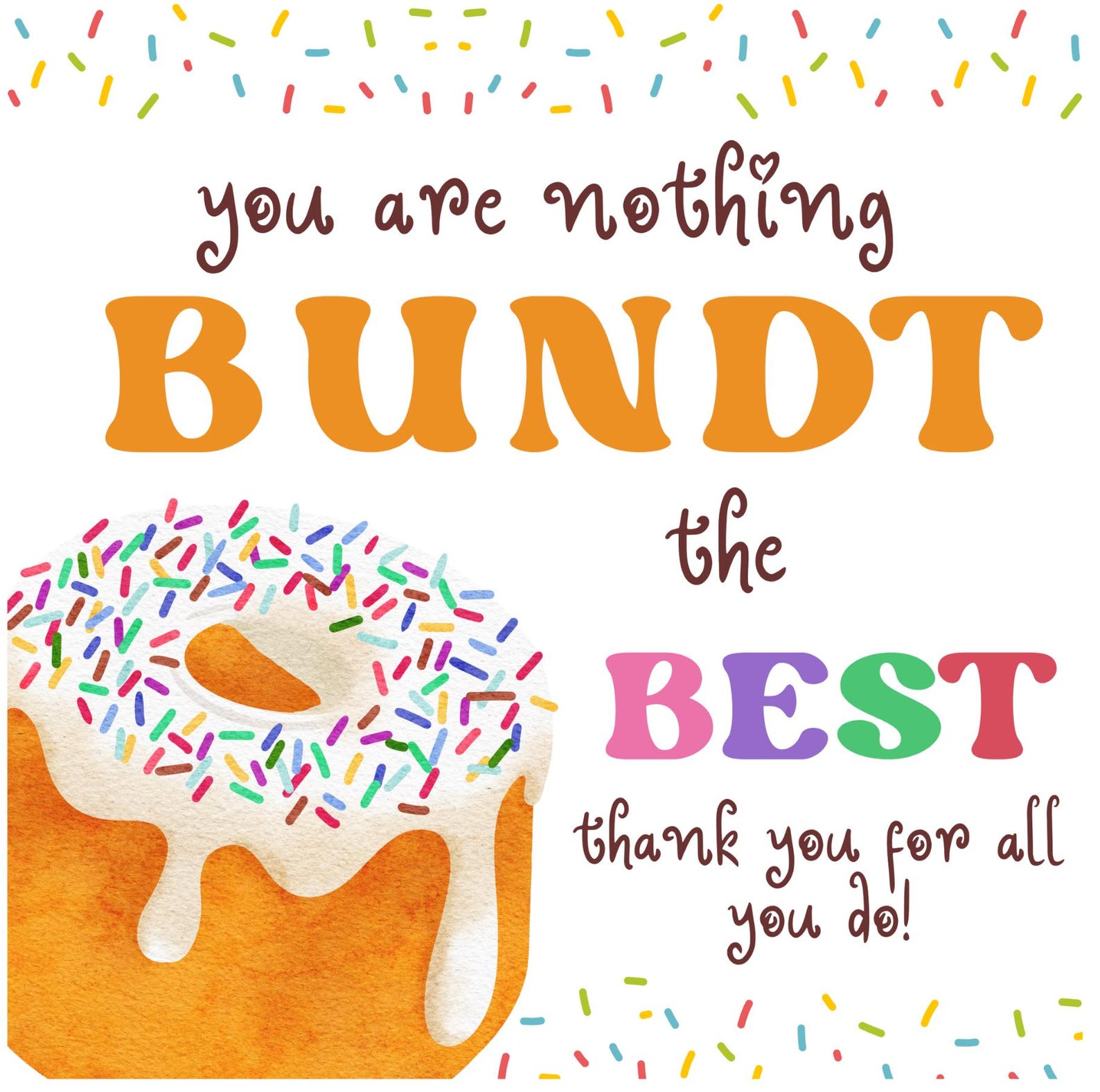 Bundt Cake Tag, Printable Gift Tag, Nothing Bundt Cake, Teacher ...
