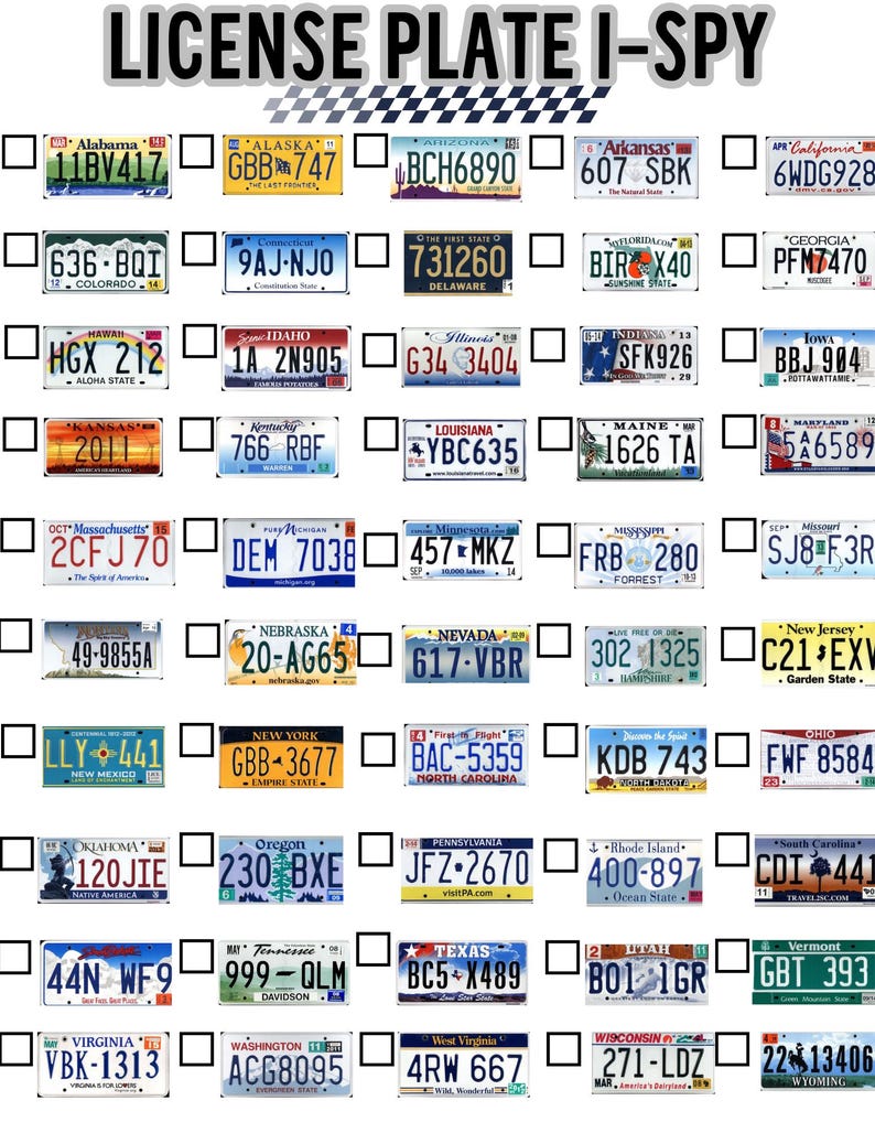 License Plate I Spy Game for Kids | Travel Games | Road Trip Games ...