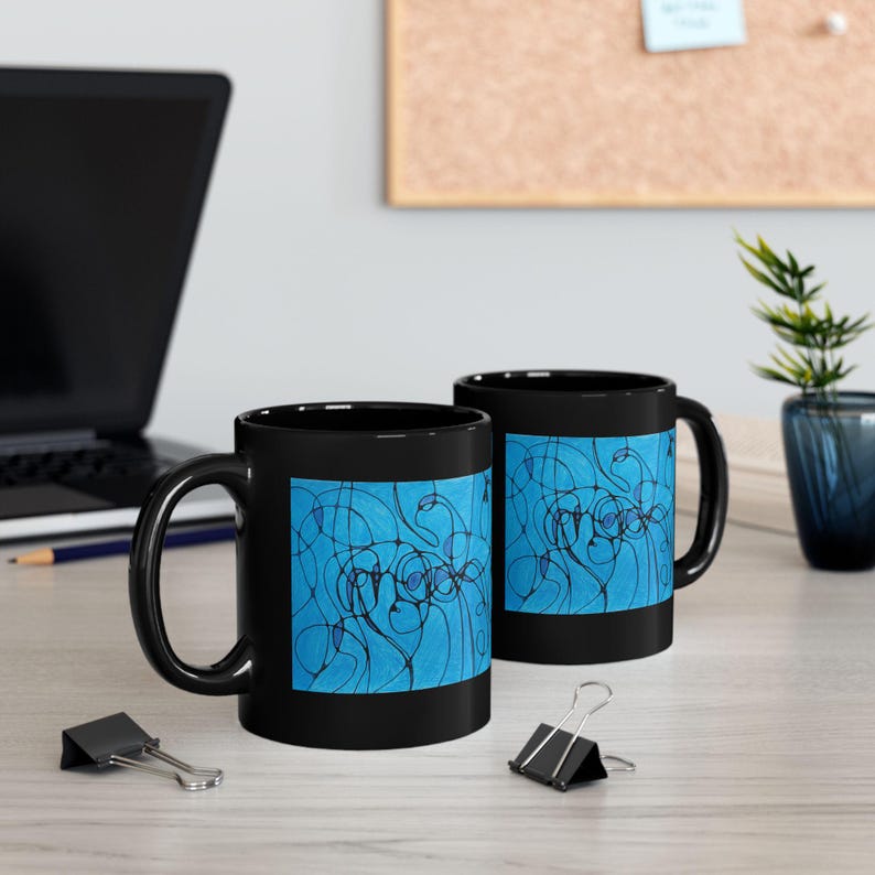Hidden Word Mug, Black Ceramic, Designed by Mac Torrez, Unique Ceramic ...