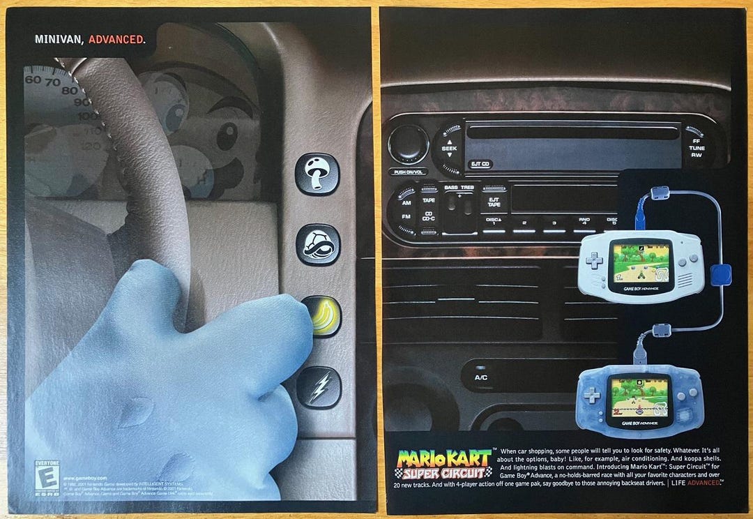 2001 Mario Kart Super Circuit Game Boy Advance GBA Print Ad/poster Game ...