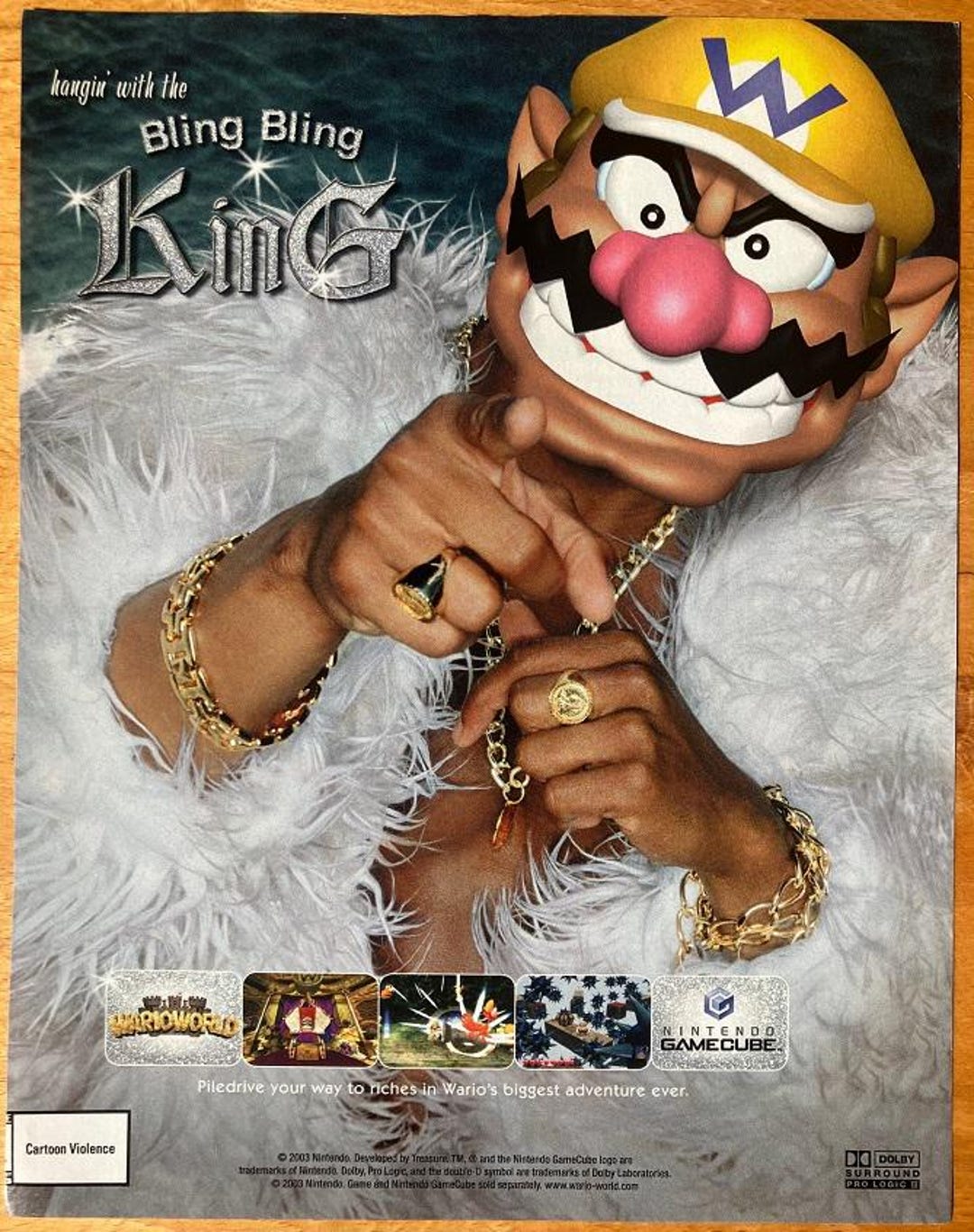 Anuncio/póster impreso de Wario World 2003 para Nintendo Gamecube, arte ...