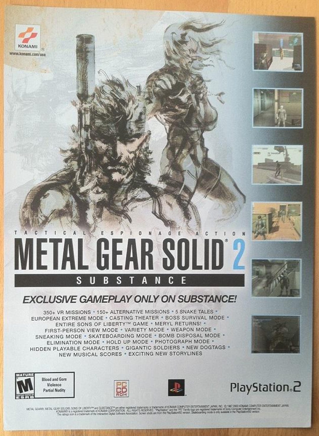 2002 Metal Gear Solid 2: Substance PS2 Xbox PC Print Ad/poster Official ...