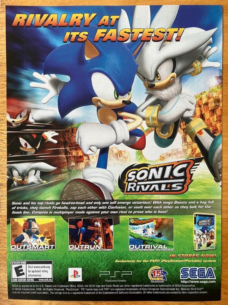 2006 Sonic Rivals the Hedgehog Print Ad/poster Official Original PSP Sega Art - Etsy