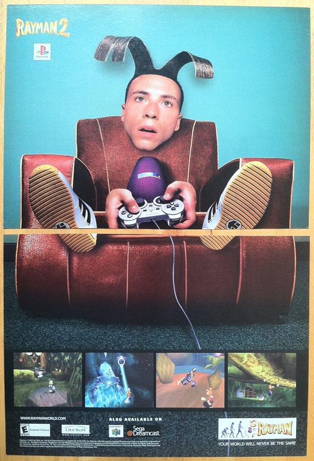 2000 Rayman 2 Playstation PS1 Vintage Print Ad/poster Official Video ...