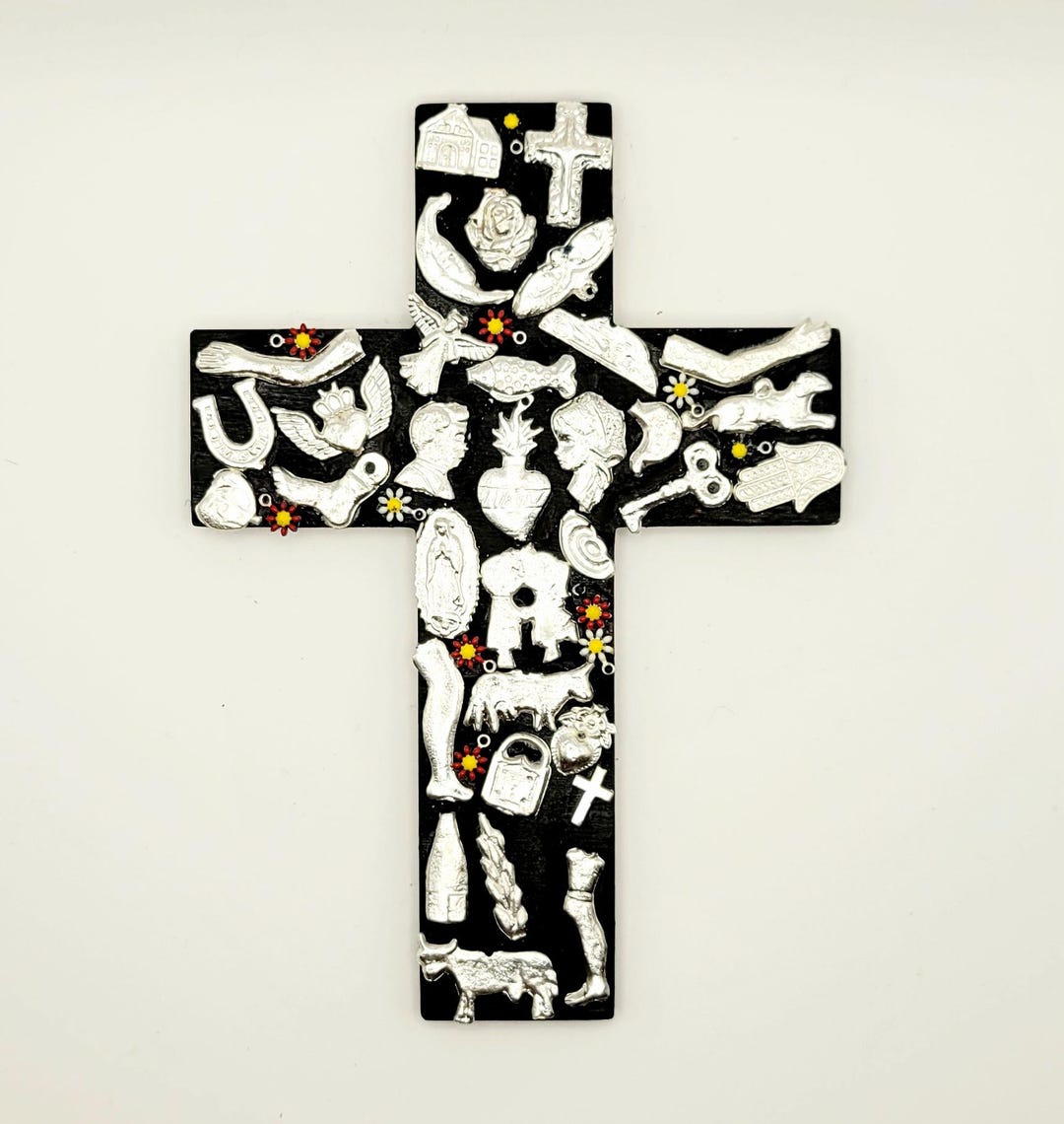Milagro Cross Wall Decor, Milagro Mexican Folk Art, Milagros Cross Folk ...