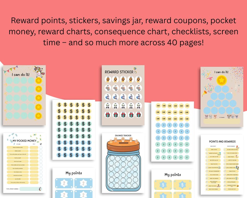 Kids Reward Chart Printable Bundle – Editable A4 Planner PDF for Chores ...