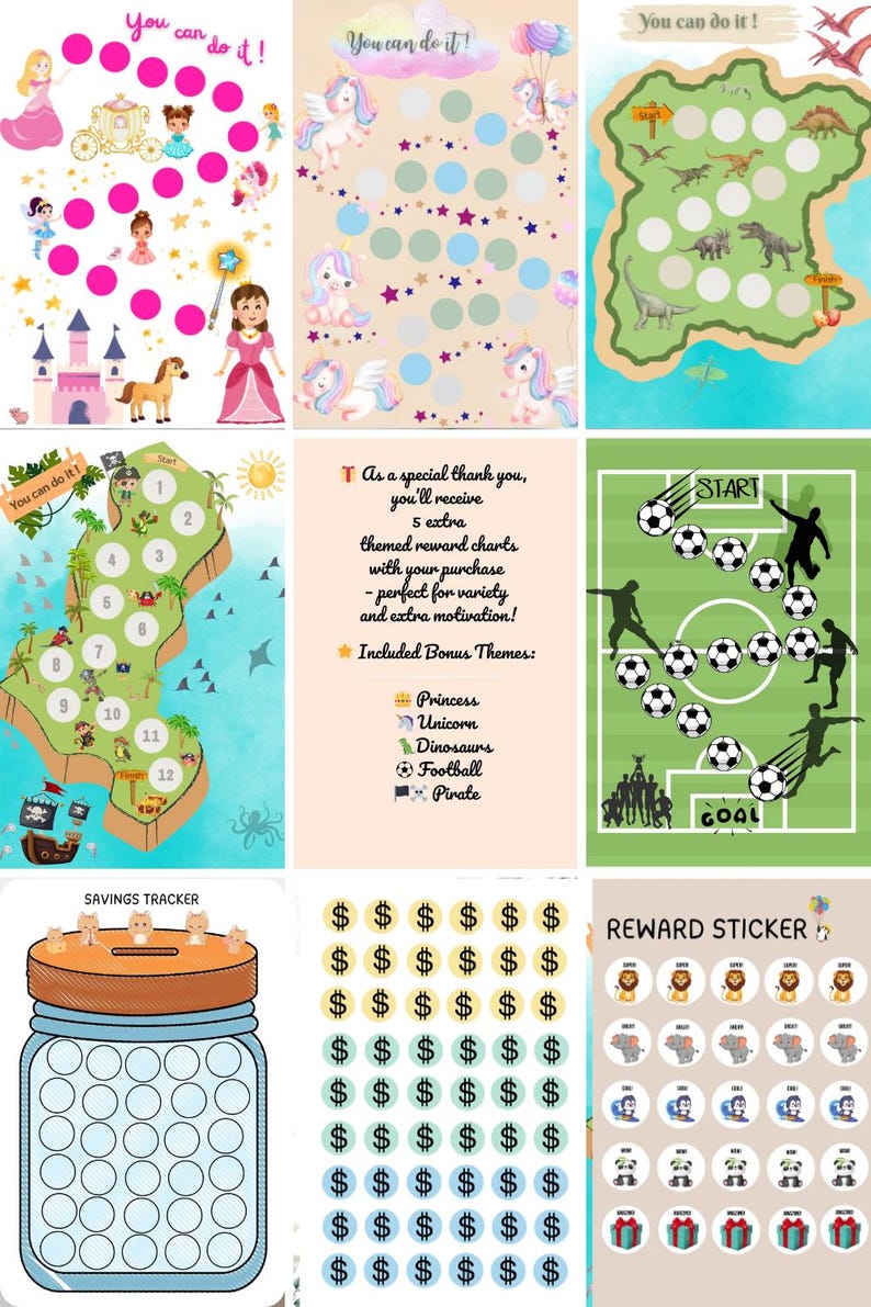 Kids Reward Chart Printable Bundle – Editable A4 Planner PDF for Chores ...
