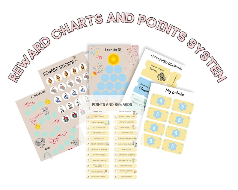 Kids Reward Chart Printable Bundle – Editable A4 Planner PDF for Chores ...