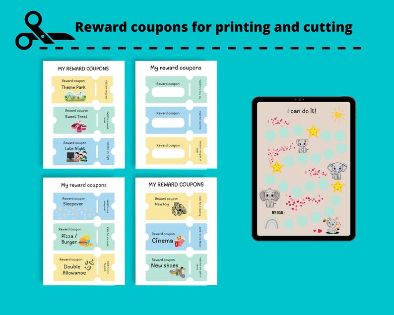 Kids Reward Chart Printable Bundle – Editable A4 Planner PDF for Chores ...